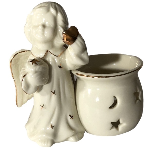 Accents | Celestial Angel Gold Star Moon Candle Holder Wings Votive Tea ...
